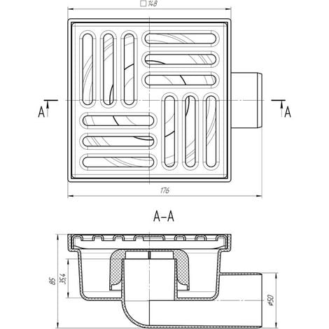 Bodenablauf Edelstahl Eck DN50 150x150 Abgang Waagerecht Duschablauf Badablauf