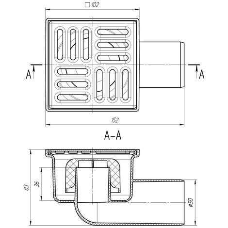 Bodenablauf Edelstahl DN50 100x100 mm Abgang Waagerecht Duschablauf Badablauf