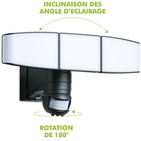 Proiettore LED solare a 3 teste multi-angolo nero da 1000 lumen