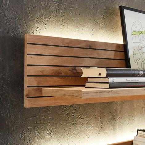 Wandregal inkl. LED-Beleuchtung Artisan Eiche Rillenoptik, Breite 120 ...