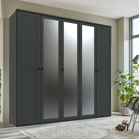 Kleiderschrank Grau Mit Spiegel