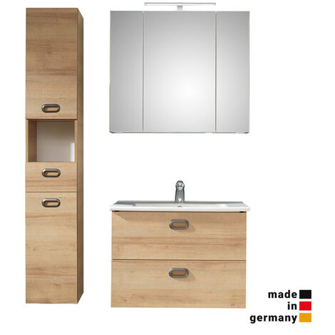 Badmöbel komplett Set TAUPO-66 in Riviera Eiche Nb., B/H/T: ca. 120/200/45 cm