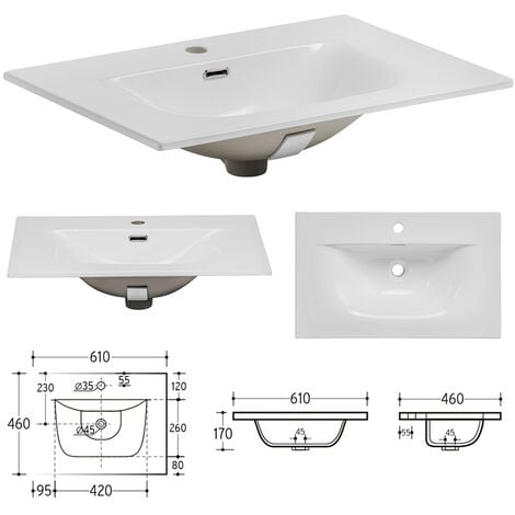 Waschtisch 61 cm Keramik Waschbecken IRAKLIO-56-CASHMERE Kaschmir ...