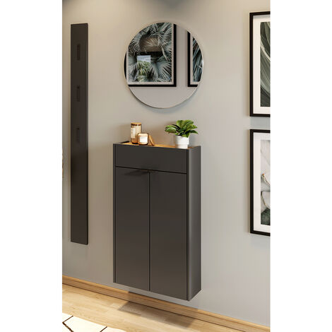 Garderobe Flurgarderobe schmal in grau mit Eiche ABERDEEN-01 modern 3 ...