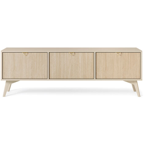 TV Lowboard in beige, Front mit Fischgrätenmuster, FAREHAM-160