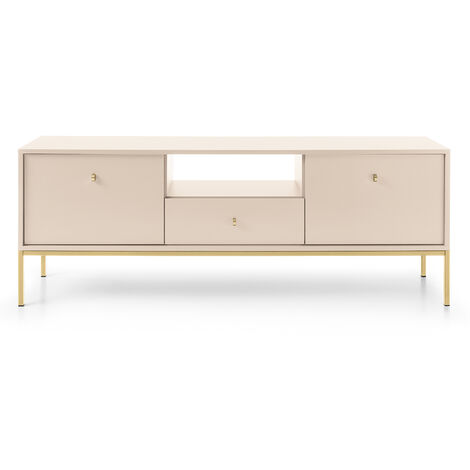 Lowboard in beige, Fußgestell goldfarben, MALAGA-160