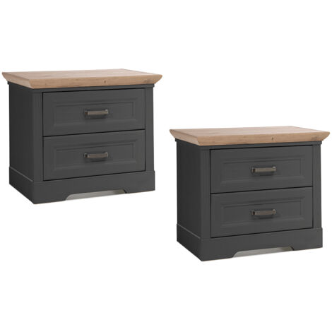 Nachttisch 2er Set Graphit mit Eiche JÜLICH-77