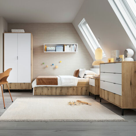 Jugendzimmer Komplett Set RISBY-129 mit Kleiderschrank und Bett 120x200 ...