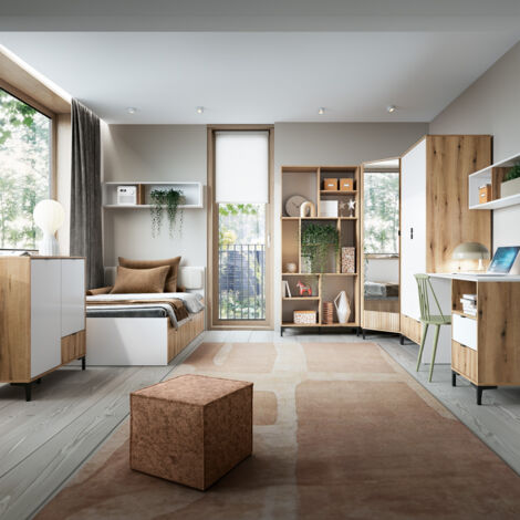 Regal Eiche mit weiß RISBY-129