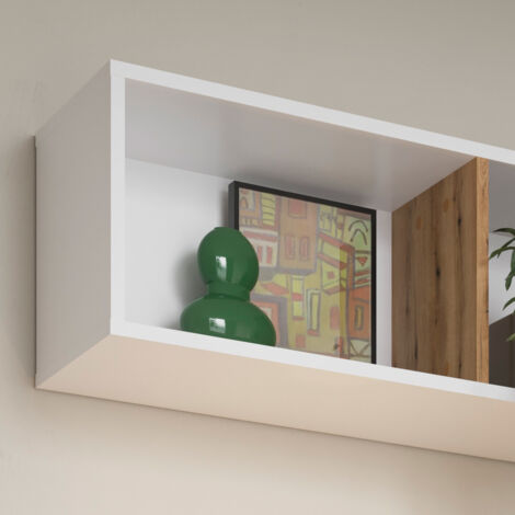 Highboard Set Eiche mit weiß und Rillen Design modern RISBY-129 2 ...