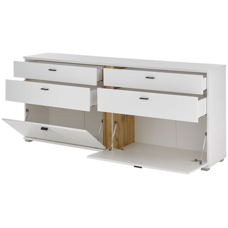 Sideboard 200 cm breit weiß mit Eiche LOVENO-61