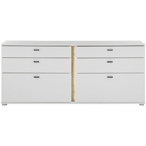 Sideboard 200 cm breit weiß mit Eiche LOVENO-61