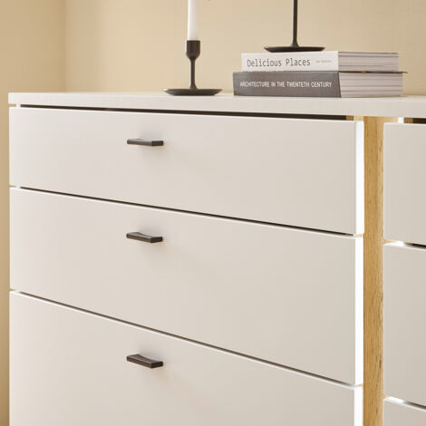 Sideboard 200 cm breit weiß mit Eiche LOVENO-61