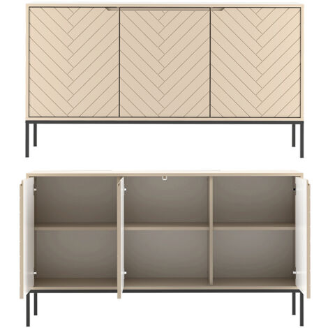 Sideboard 151 cm breit modern in kaschmir mit gefräster Front ANGERA-140