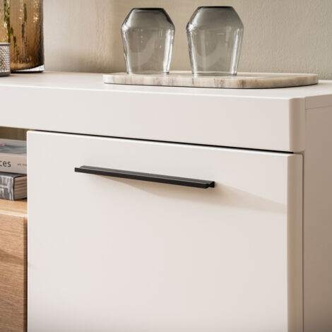 Sideboard 200 cm breit weiß mit Eiche SUTTON-61