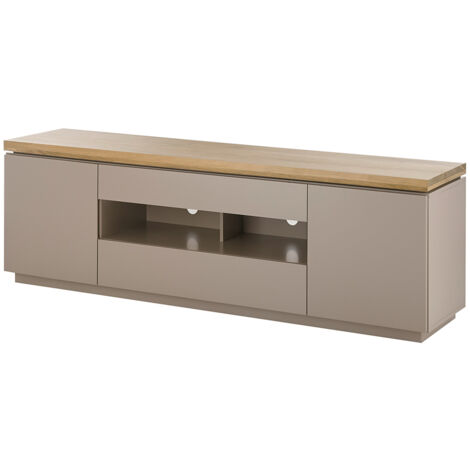 Wohnzimmer Lowboard 173 cm breit in grau mit Deckplatte aus Akazie ...