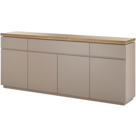 Wohnzimmer Sideboard 200 cm breit in grau mit Deckplatte aus Akazie ...