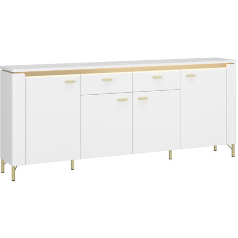 Sideboard 200 cm in weiß mit goldfarbenen Akzenten LUKA-129
