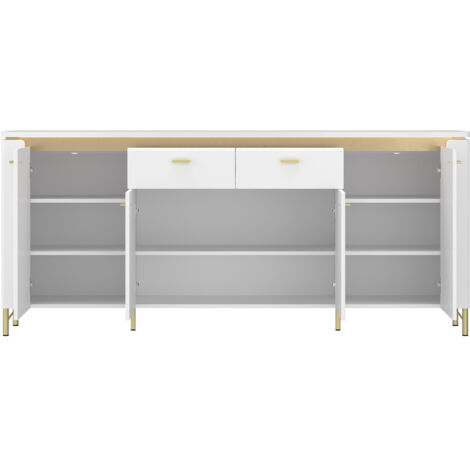 Sideboard 200 cm in weiß mit goldfarbenen Akzenten LUKA-129
