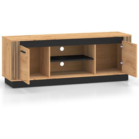 Lowboard 150 cm breit modern in Eiche mit schwarz URBANIA-131