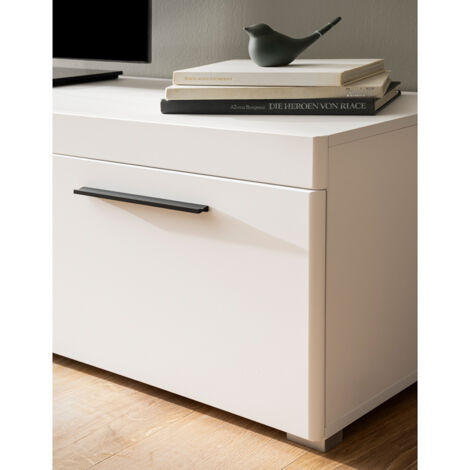 Lowboard 205 cm breit weiß mit Eiche SUTTON-61