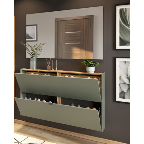 Garderobe Flurgarderobe schmal in grün mit Eiche ABERDEEN-01 modern 2 ...