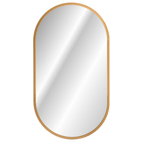 Badezimmer LED Spiegel, oval, in gold MIRROR-56, B/H/T ca. 50/90/3,5 cm