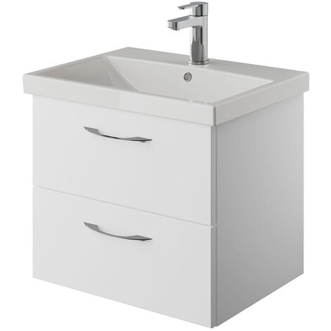 Badezimmer Waschtisch in weiß Glanz und Schneeweiß Glanz mit Keramik ...