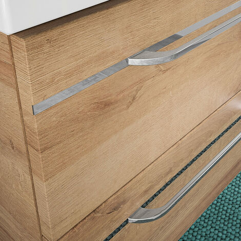 Badezimmer Set, 3-teilig, inkl. Beleuchtung, in Riviera Eiche quer Nb. BUDVA-66, B/H/T ca. 137 ...