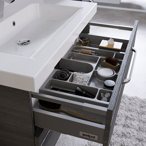 Badezimmer Set, 4-teilig, in Graphit Struktur quer Nb. mit Beleuchtung ...