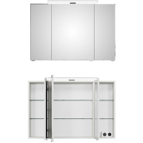 Badezimmer Komplett Set mit Mineralmarmor Waschbecken TRENTO-66 in weiß Glanz, B/H/T: ca. 197 ...