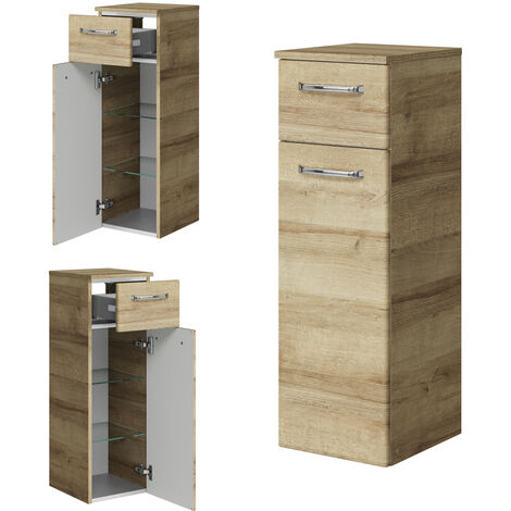 Badmöbel Set inkl. Waschbecken Mineralmarmor TRENTO-66 in Riviera Eiche Nb., B/H/T: ca. 122/200 ...