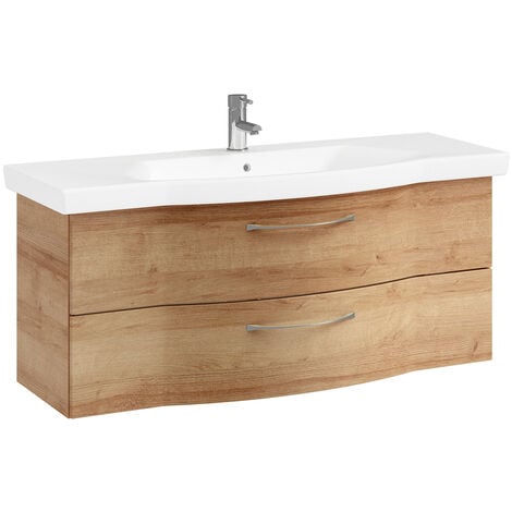 Badezimmer Waschtisch, 122cm, in Riviera Eiche quer Nb. SOLINGEN-66, B/H/T ca. 122/200/51,5 cm