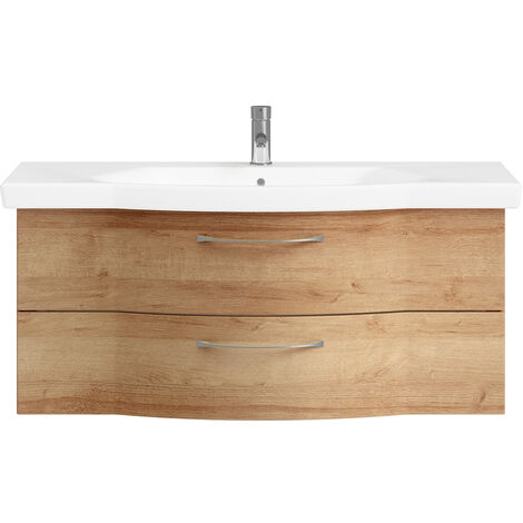 Badezimmer Waschtisch, 122cm, in Riviera Eiche quer Nb. SOLINGEN-66, B/H/T ca. 122/200/51,5 cm