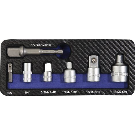 PROMAT Adaptersatz 7-teilig 1/4 - 1/2 Zoll inkl. Maschinenadapter