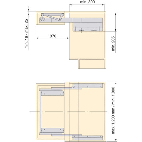 Gagnez de la place cuisine avec rail table escamotable Emuca M120 ...