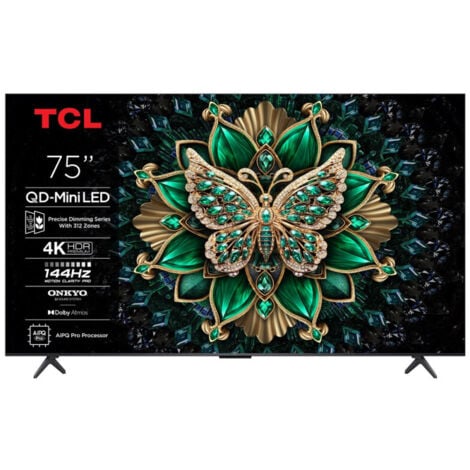 TV QD Mini LED Tcl 75C69K 191 cm 4K UHD 2025 Aluminium brossé