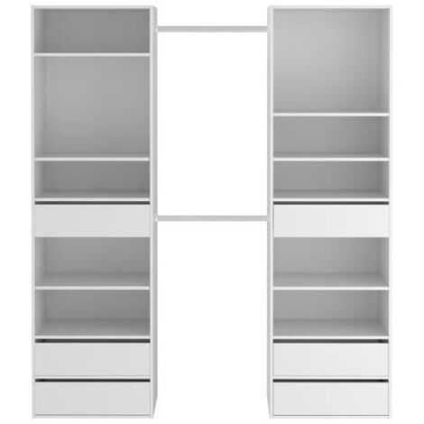 COMBIT Kit Dressing 2 colonne 2 penderies et 6 tiroirs - Blanc - L 117 ...