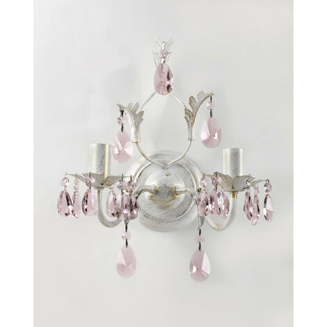 Wall light KATE 2 Light Metal,Ivory Glass,Pink