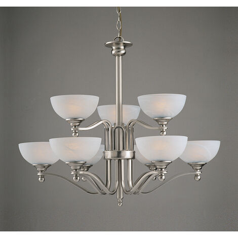 Texas pendant Light satin nickel 9 bulbs 69cm