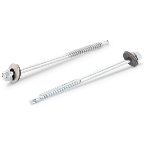Vis autoperceuse Bimétal Tête hexagonale TH 5.5X60 Filetée sur 50 Rondelle d"étanchéite avec ...