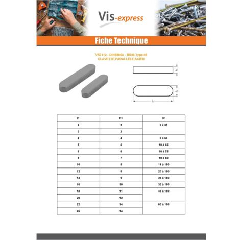 Clavette parallèle Acier 16X10 Longueur 140-1 pièce