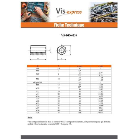 Entretoise Hexagonale Inox A5 M10 Longueur 30 S17-1 pièce