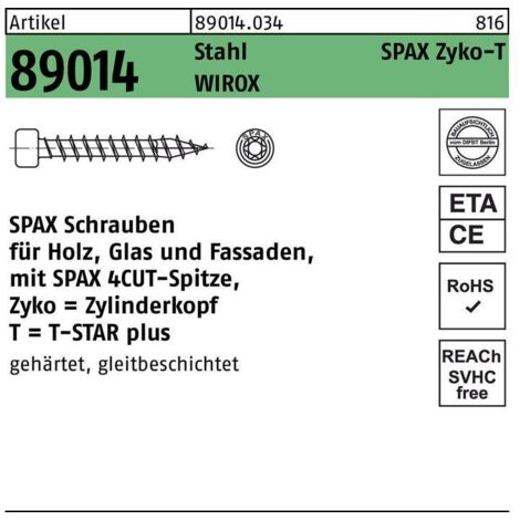 Vis charpente bois Spax 6x100 tête cylindrique fixation de structure ...