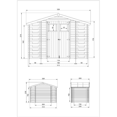 Abri de jardin en bois et range bûches extérieur AVEC SOL TRAITÉ ...