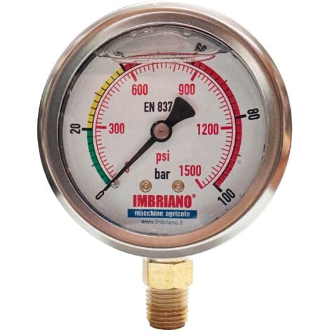 Manometro Con Glicerina D.mm 63 Radiale 1/4" Bar 0/ 100