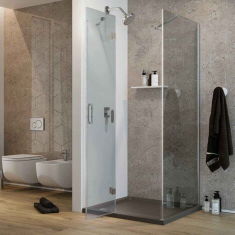 Cabine de douche angulaire Flip 70x20 verre transparent easy-clean ...
