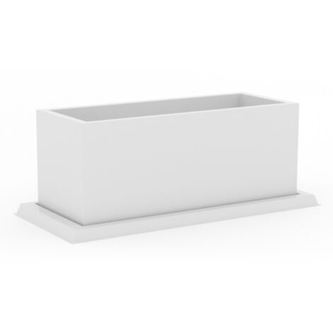 Sous-Pot rectangulaire 108,5x49 en résine pour jardinière mod. Matera Blanc