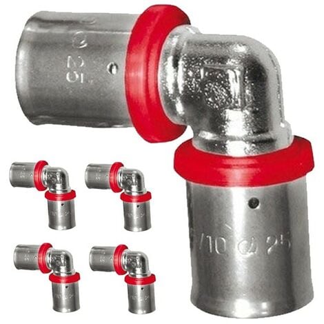 Lot de 5 Coude pour tube multicouche 20 mm, à utiliser avec machine à sertir, gris