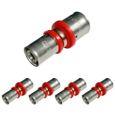 Lot de 5 Manchon réduit 20-16 mm pour tube multicouche 20 mm, à utiliser avec machine à sertir, gris